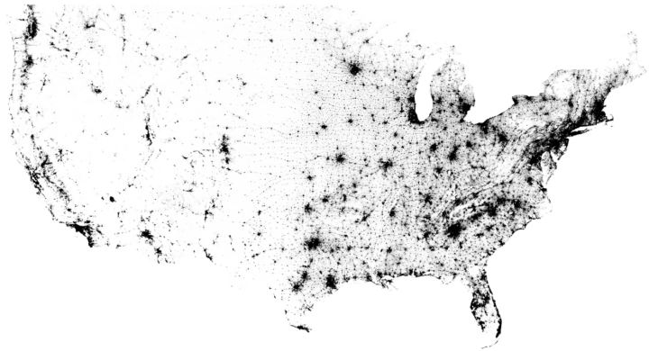 Map of every person counted in 2010 US Census – FlowingData