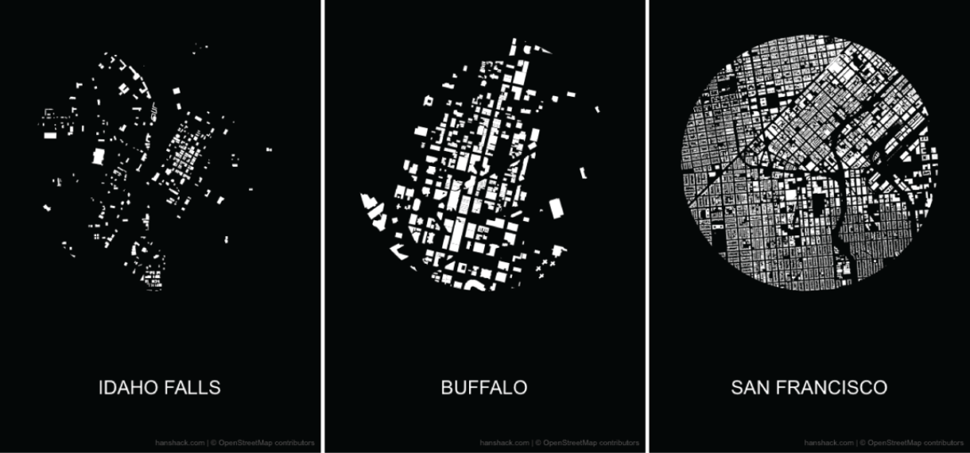 Make a figure-ground diagram using OpenStreetMap data – FlowingData