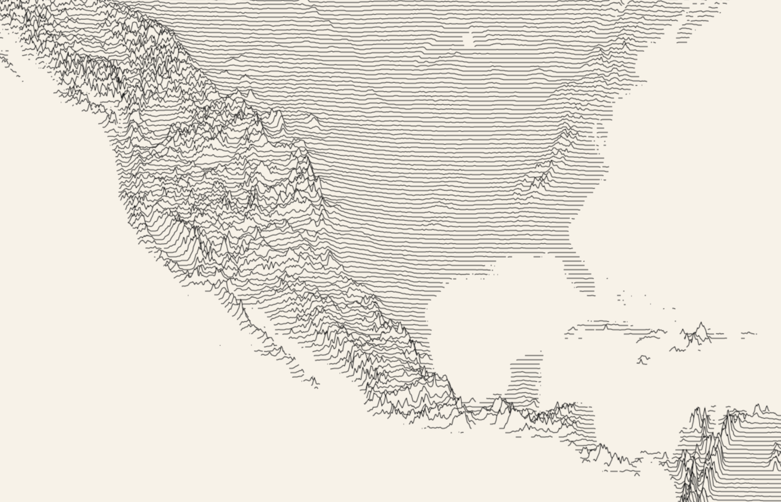 Draw a ridgeline map showing elevation, for anywhere on Earth – FlowingData