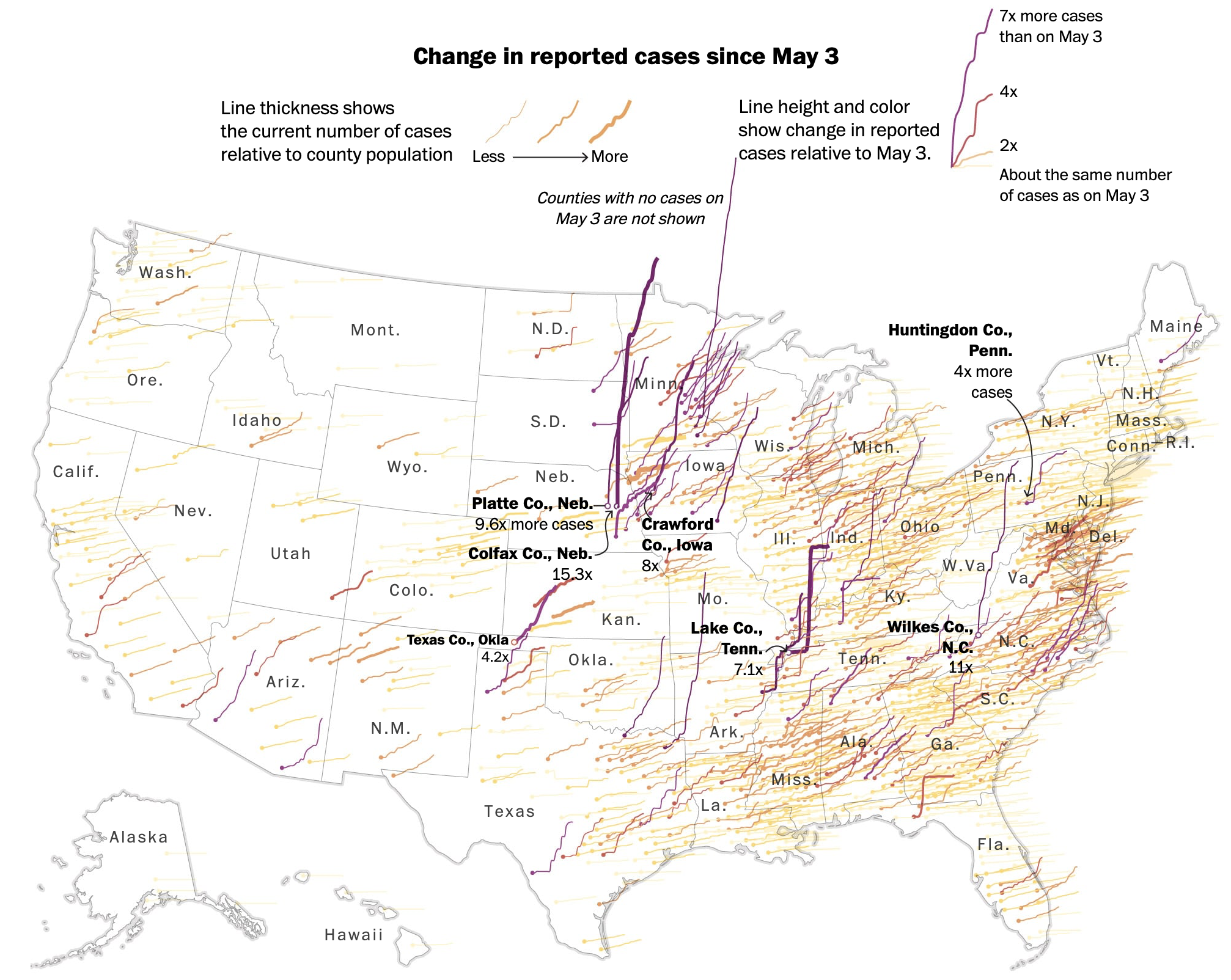 Map shows increasing confirmed cases in rural areas – FlowingData