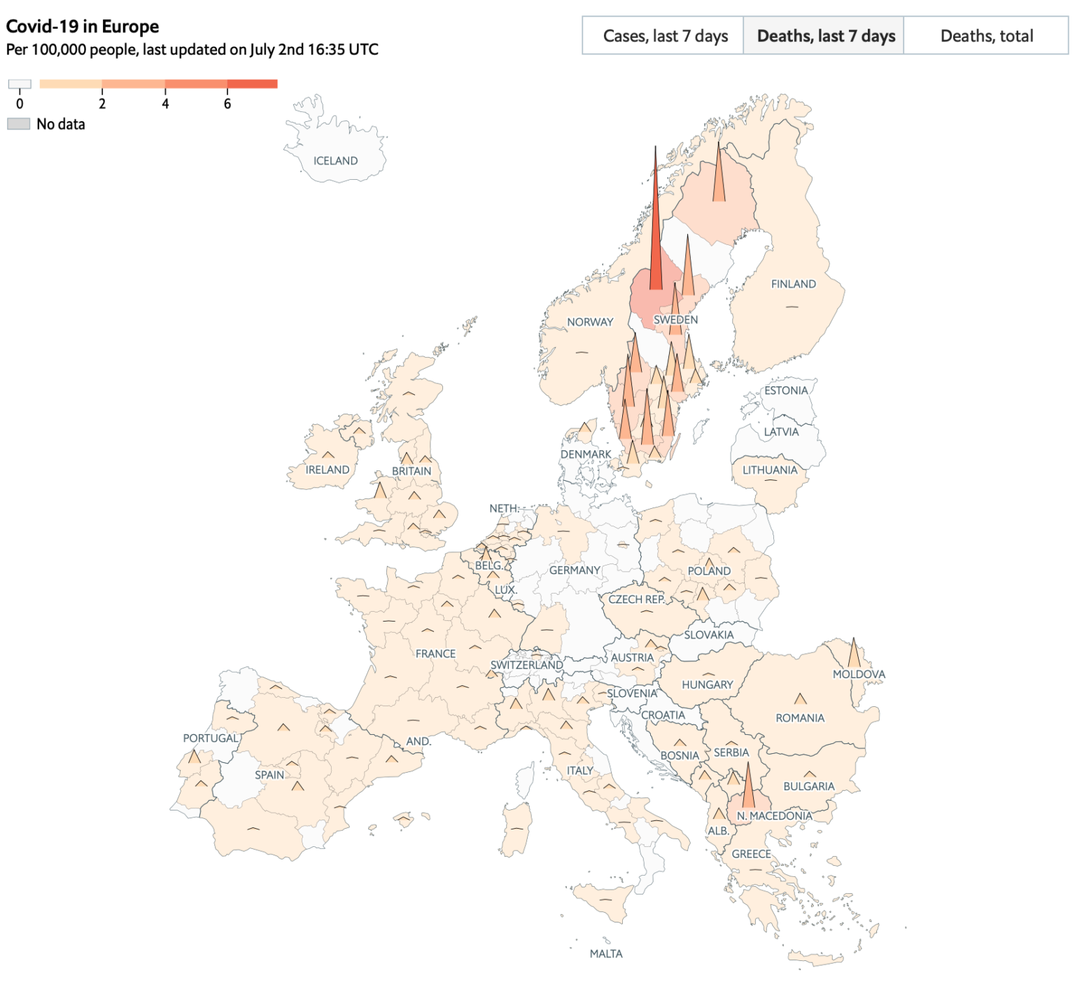 Coronavirus counts across Europe – FlowingData