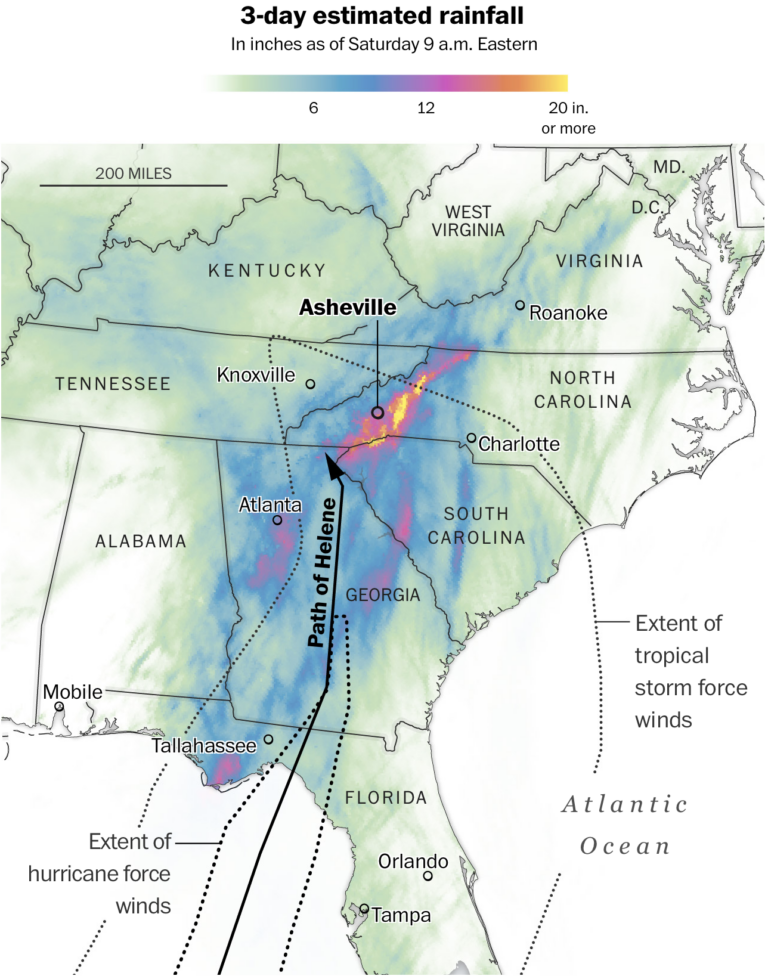 Rainfall in the path of Hurricane Helene – FlowingData