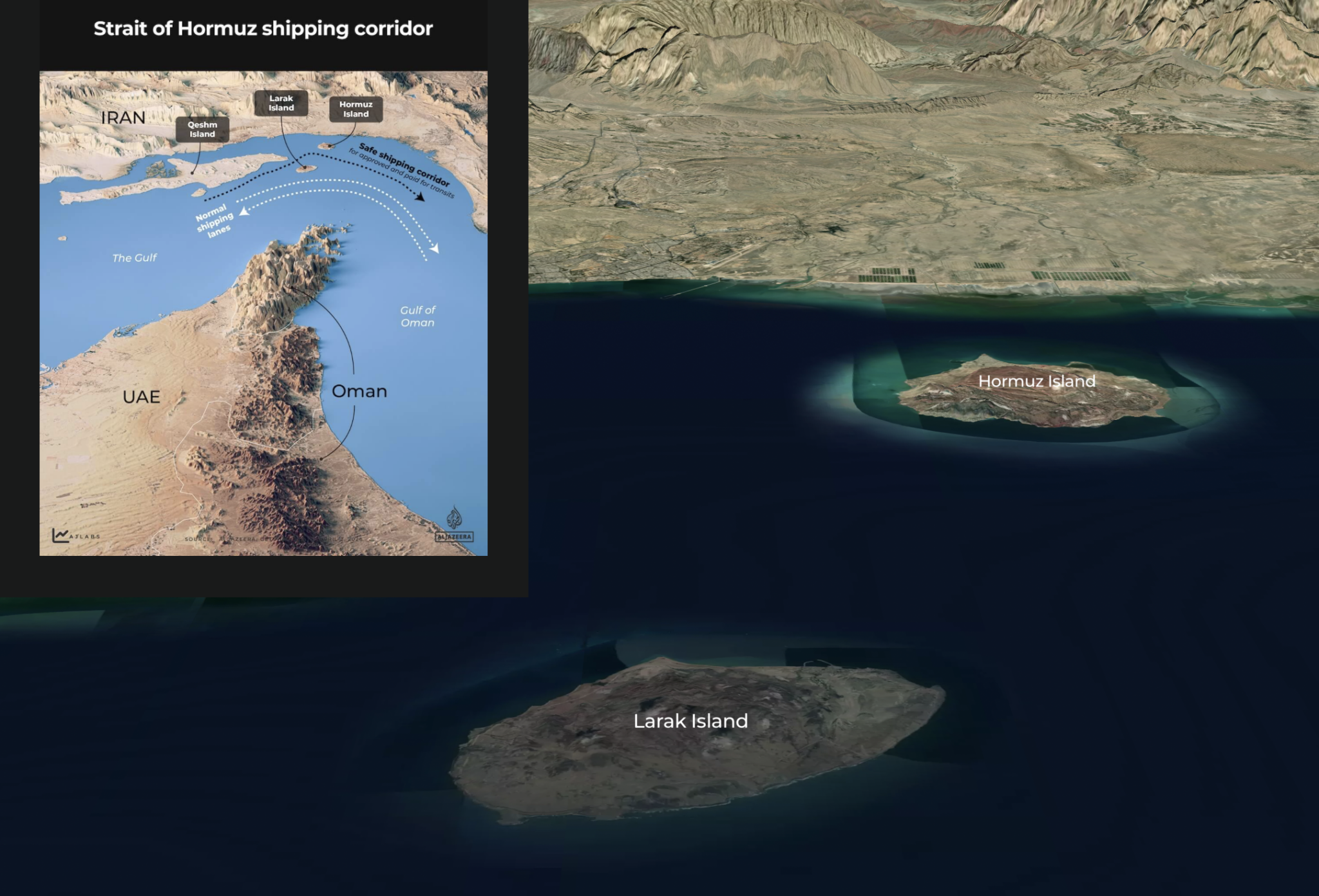 Visual guide to Iran’s coastline and islands at the Strait of Hormuz ...